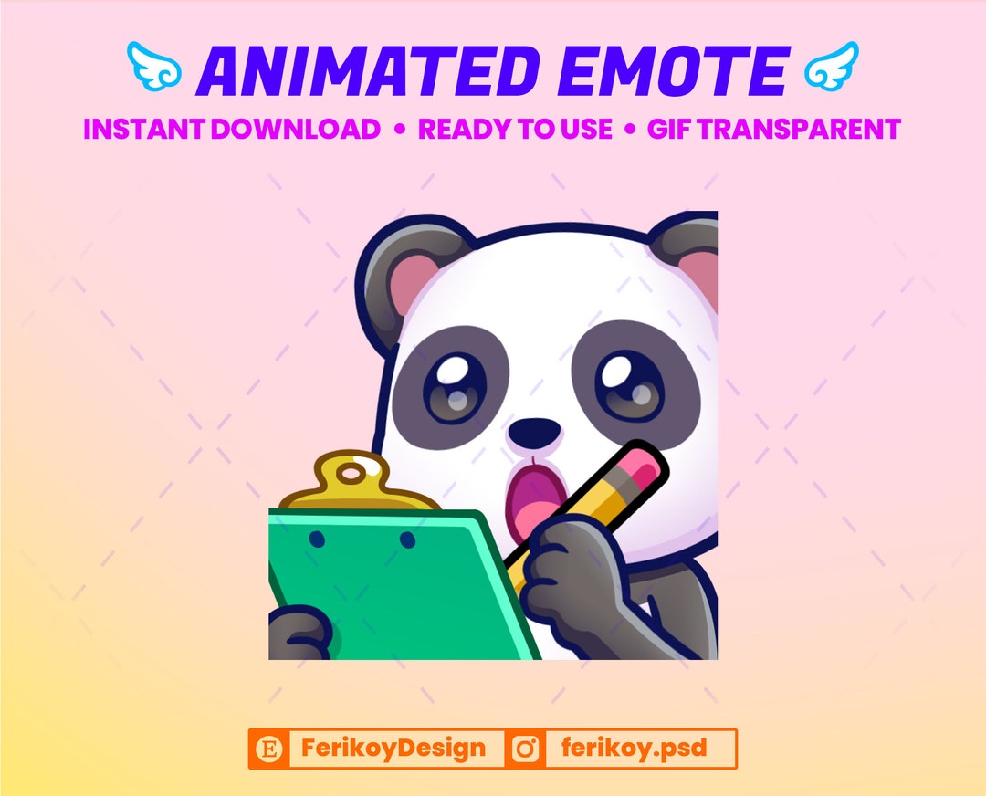 Taking Notes Cute Panda Animated Emote Panda Bear Notes for Twitch and ...