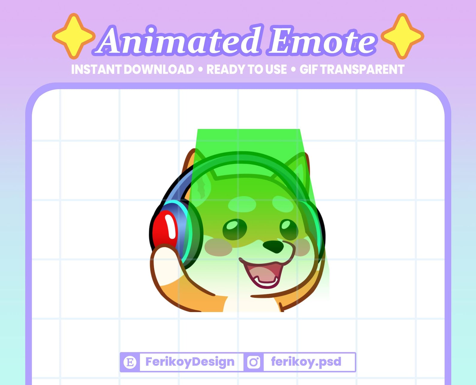 Shiba Inu Jamming Party Animated Emote : Dog Listening Music - Etsy