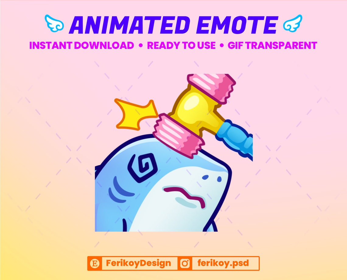 Bonk Hammer Cute Shark Animated Emote Bonk Sharks for Twitch and ...