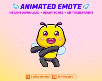 Rave Cute Bee Animated Emote Funny Wasp Hornet Cheer Dancing Glow Stick ...