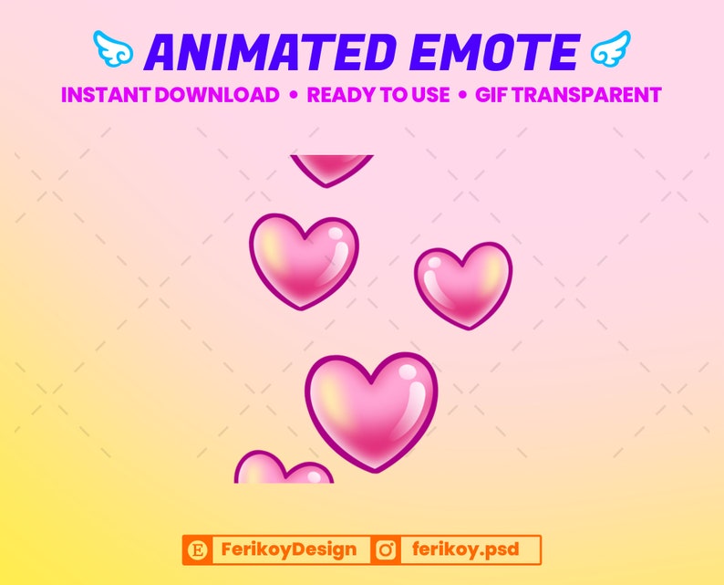 Raining Hearts Fallin Cute Pink Hearts Lovely Animated Emote for Twitch ...