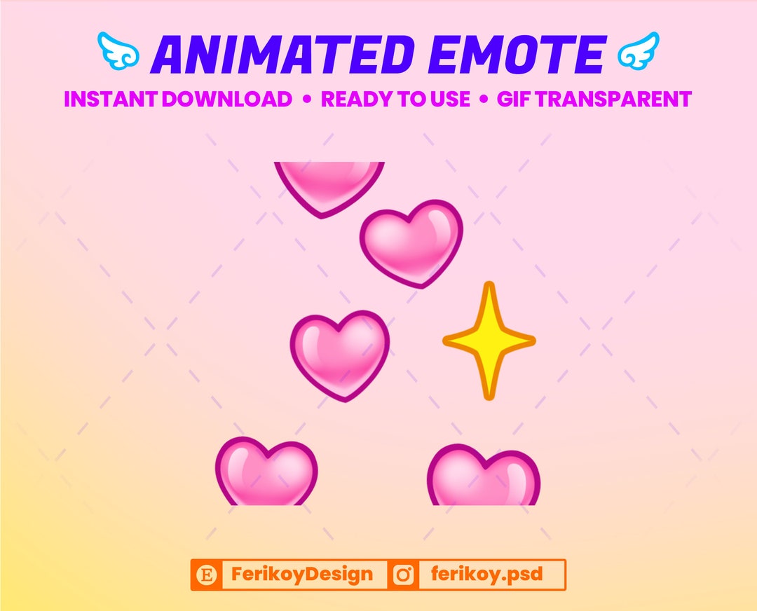 Flying Hearts Animated Emote: Sparkle Heart Twitch/discord (digital ...