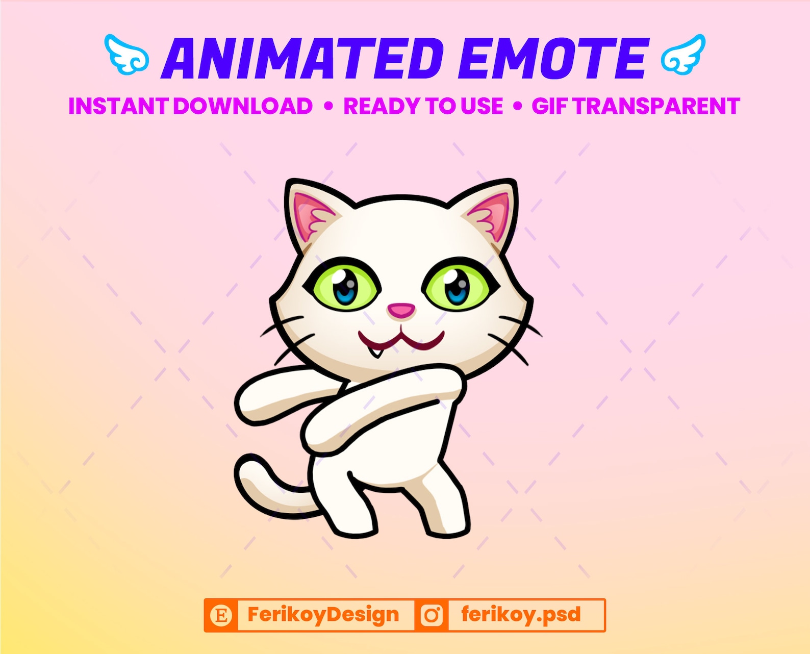 Cute Cat Dance Animated Emote Dancing Kitty Party White Ivory Cat for ...