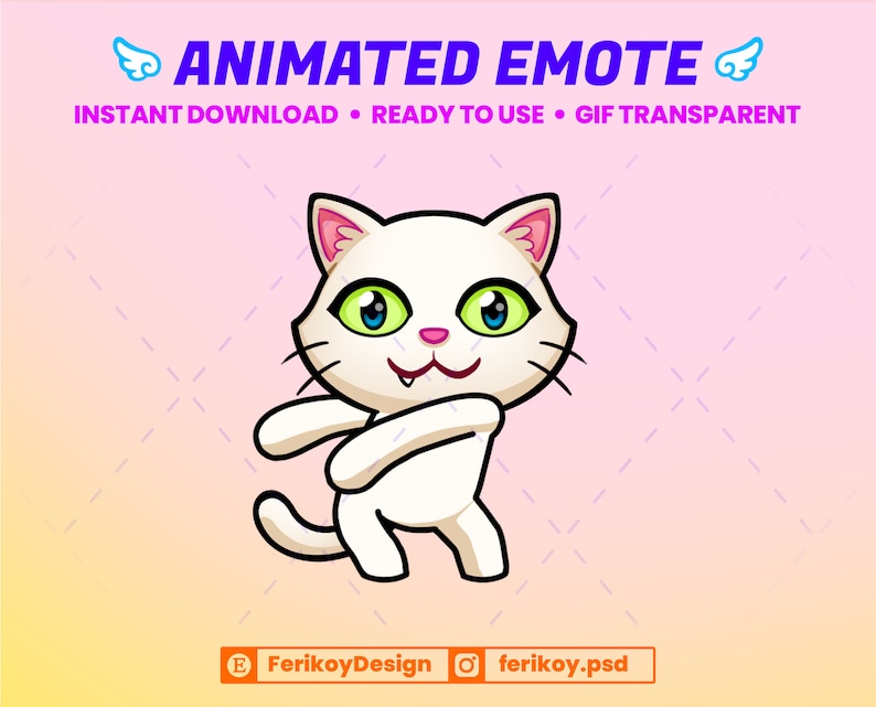 Cute Cat Dance Animated Emote Dancing Kitty Party White - Etsy