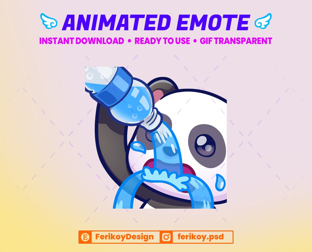 Hydrate Cute Panda Bear Animated Emote and Static - Thirsty Drinking ...