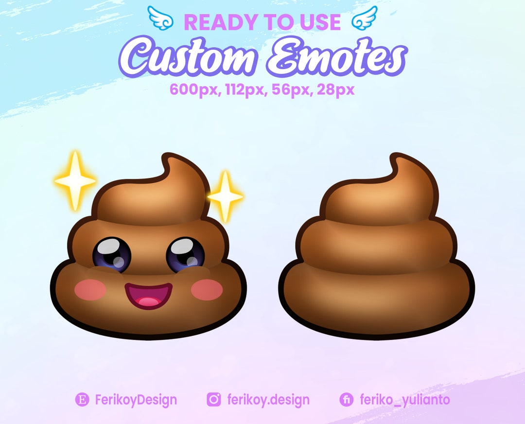 2x Stream Emotes - Poop Emotes - Cute Poop - Adorable | Custom Emotes ...