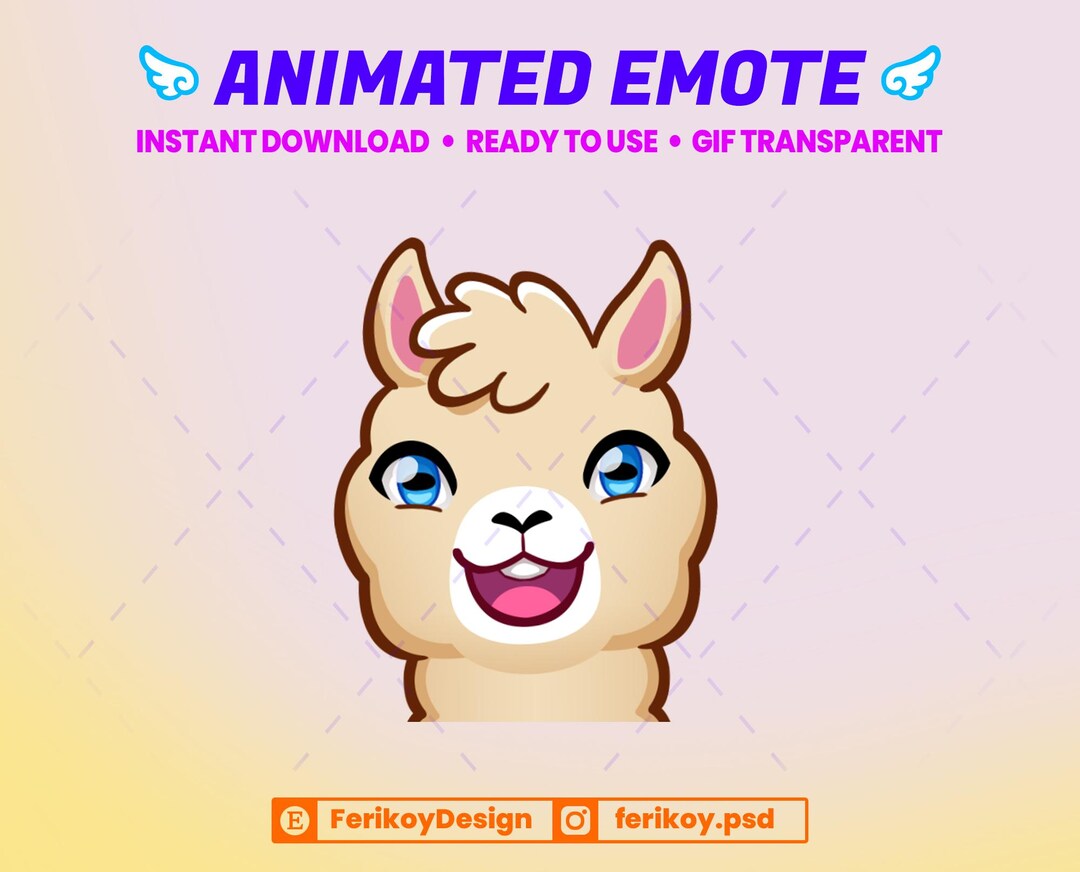 Cute Llama Wiggle Dancing Animated Emote - Ear Flop Ilama Alpaca for ...