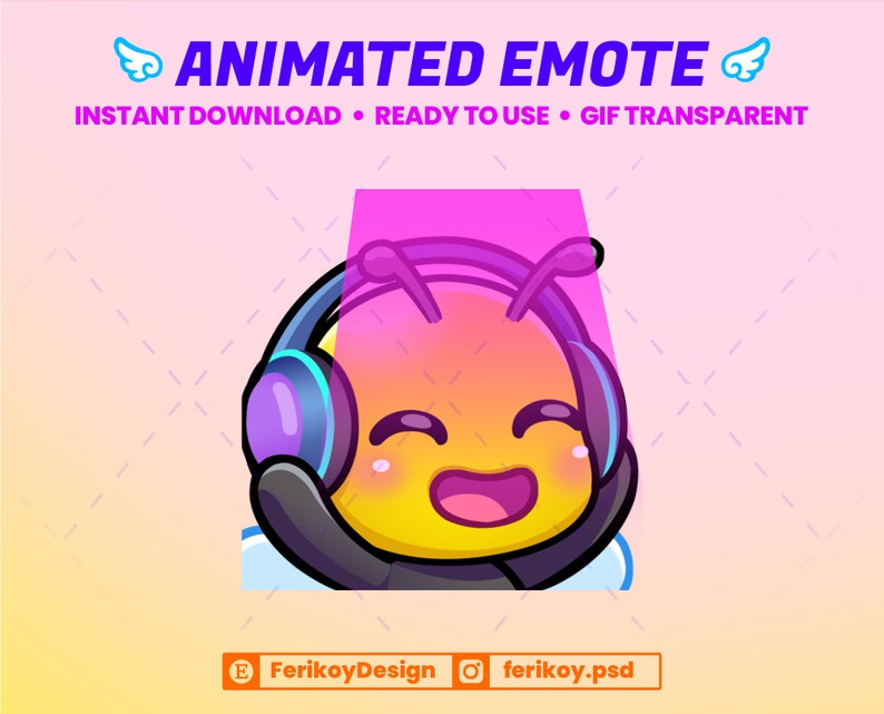 Jamming Cute Bee Animated Emote - Jam Party Music Wasp Hornet Emote ...