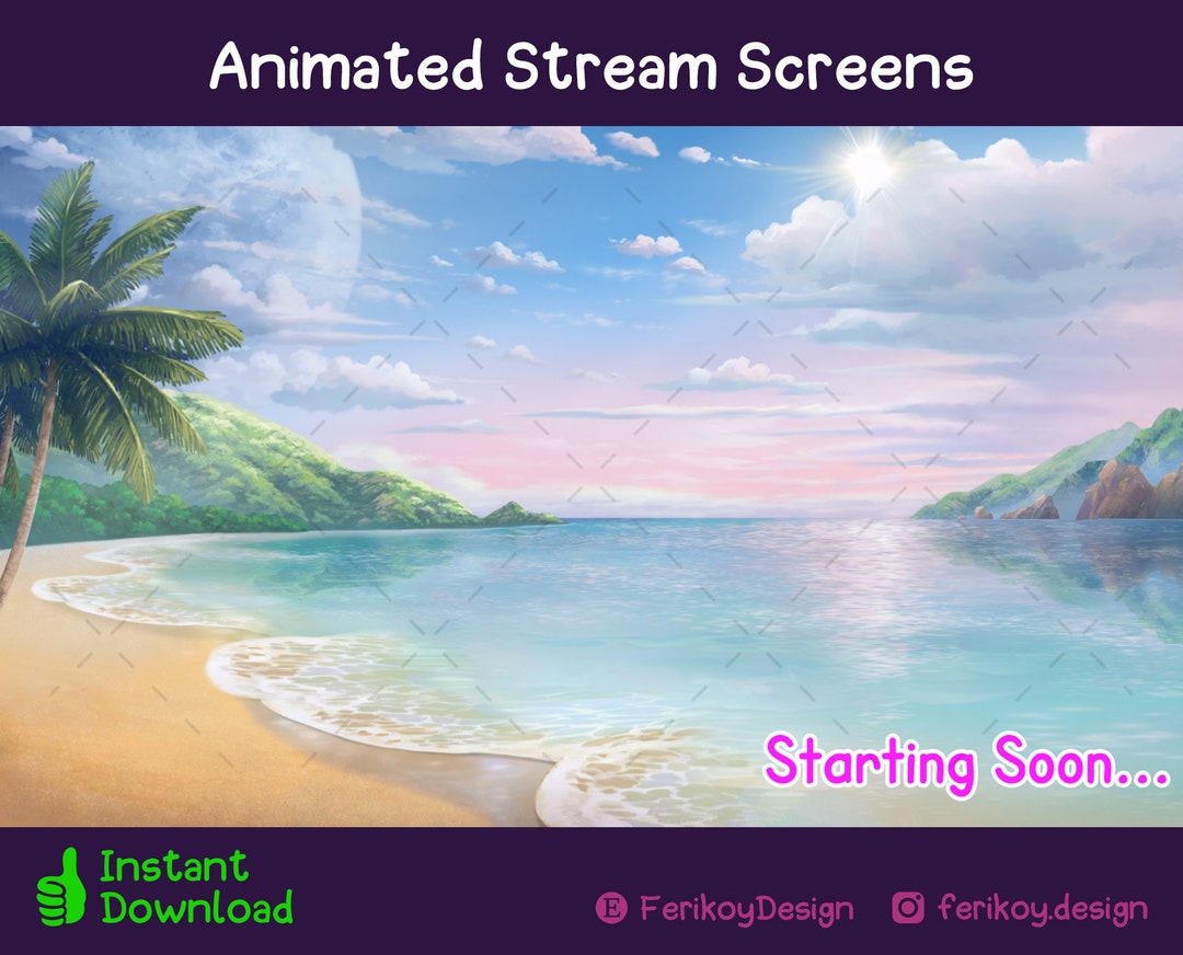4x ANIMATED Stream Screens - Beach Landscape - View - Overlay | Twitch ...