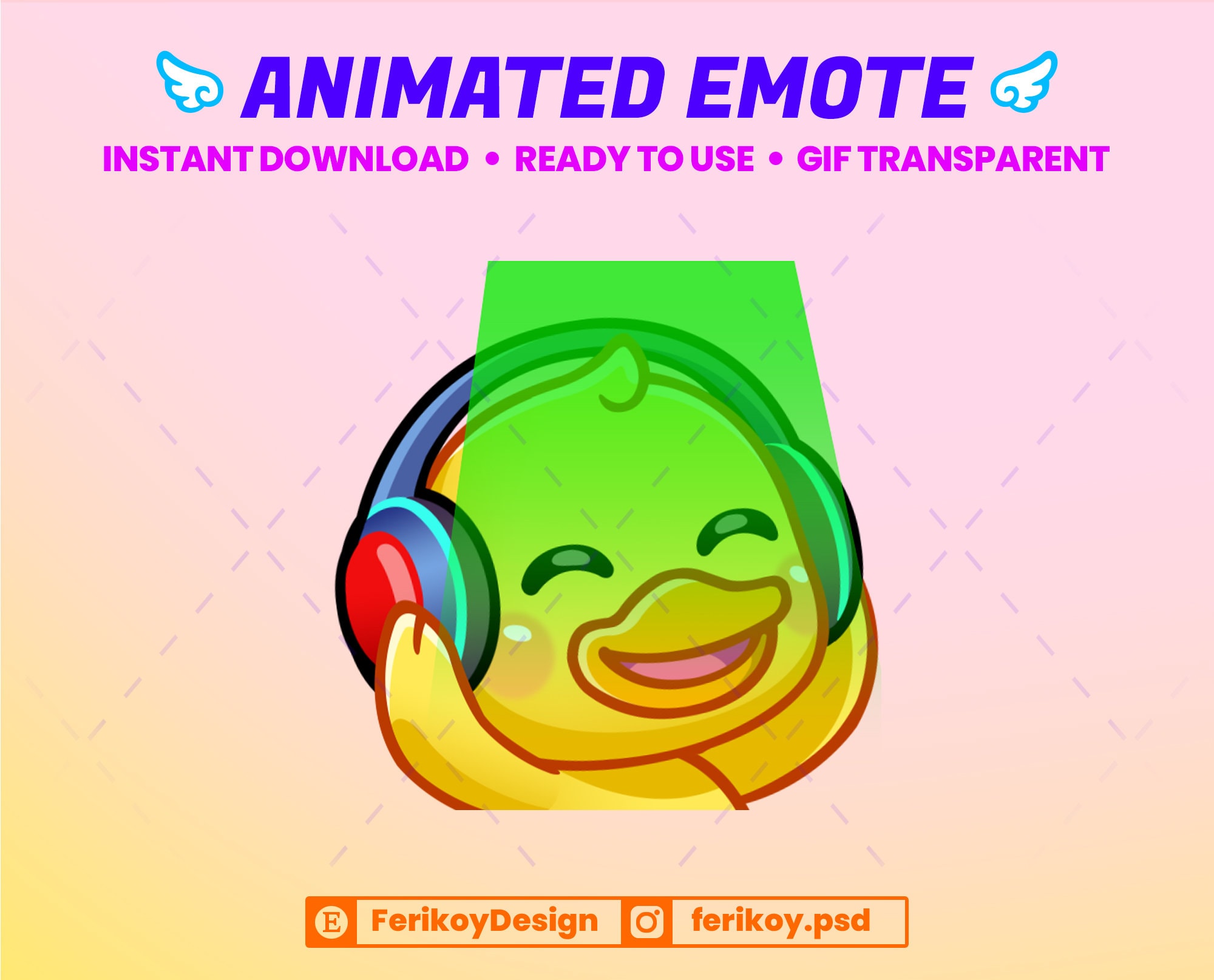 Cute Yellow Duck Jamming Animated Emote Jam Party Music Duck Emote for ...