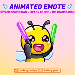 Rave Cute Bee Animated Emote - Funny Wasp Hornet Cheer Dancing - Glow ...
