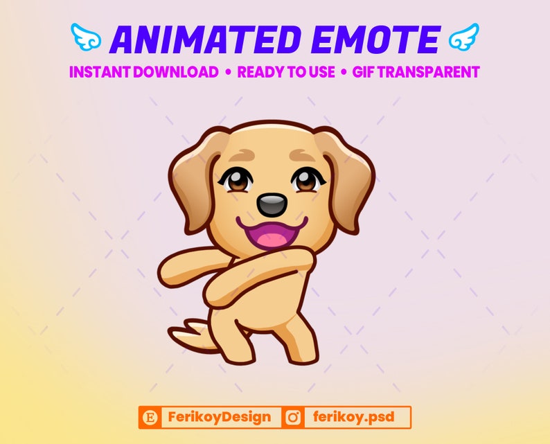 Cute Dog Golden Retriever Dance Animated Emote - Dancing Puppy - for ...