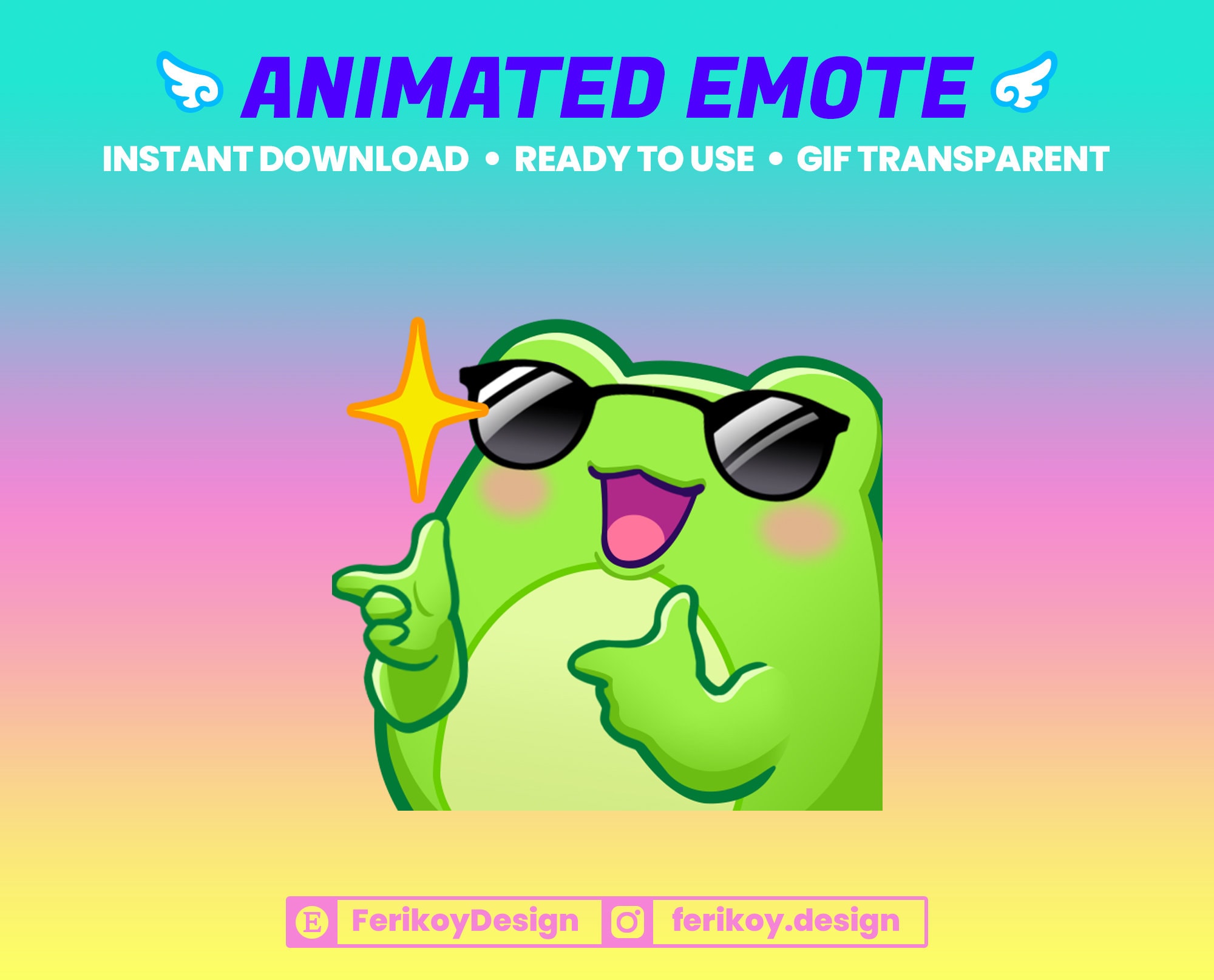 Cool Finger Gun Cute Frog Animated Emote - EZ Easy Cute Frog - for ...