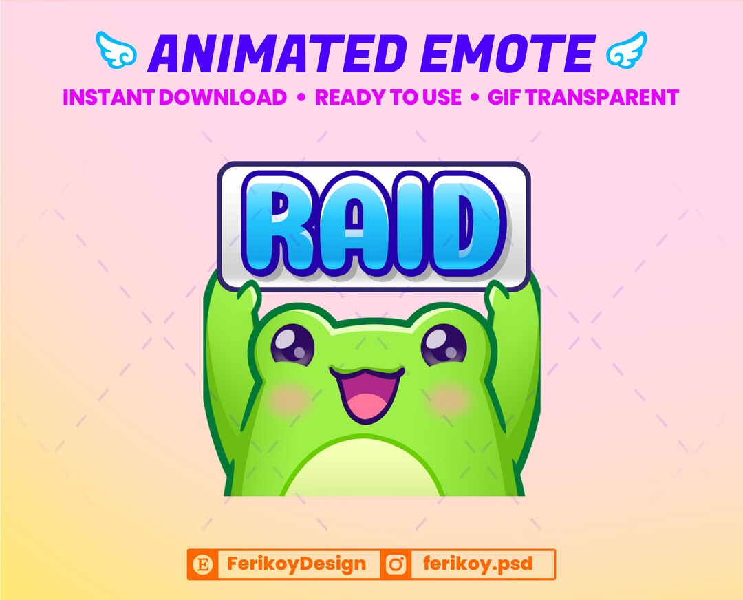Raid Cute Frog Animated Emote - Raid Sign Froggy - for Twitch and ...