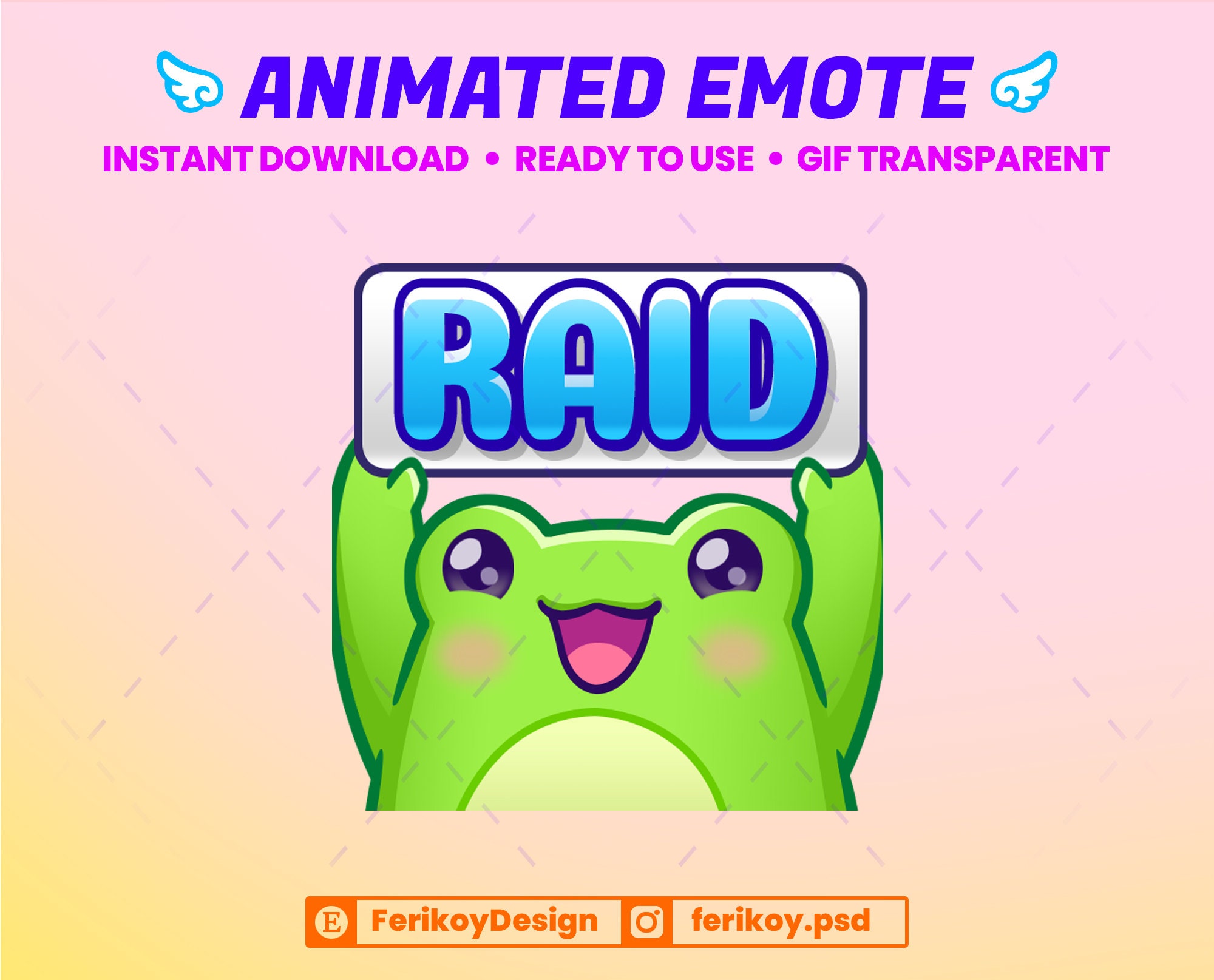 Raid Cute Frog Animated Emote Raid Sign Froggy for Twitch and Discord ...