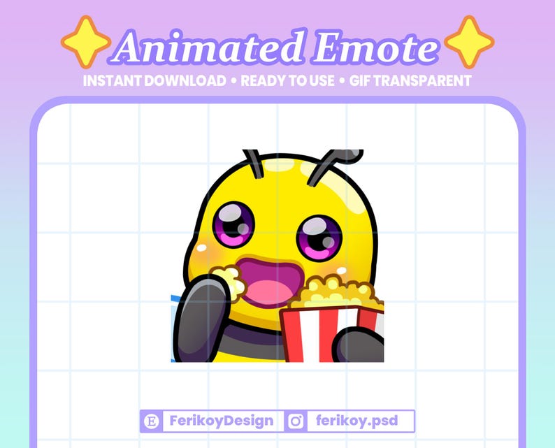 Bee Eating Popcorn Animated Emote : Hornet Watching Movie - Etsy