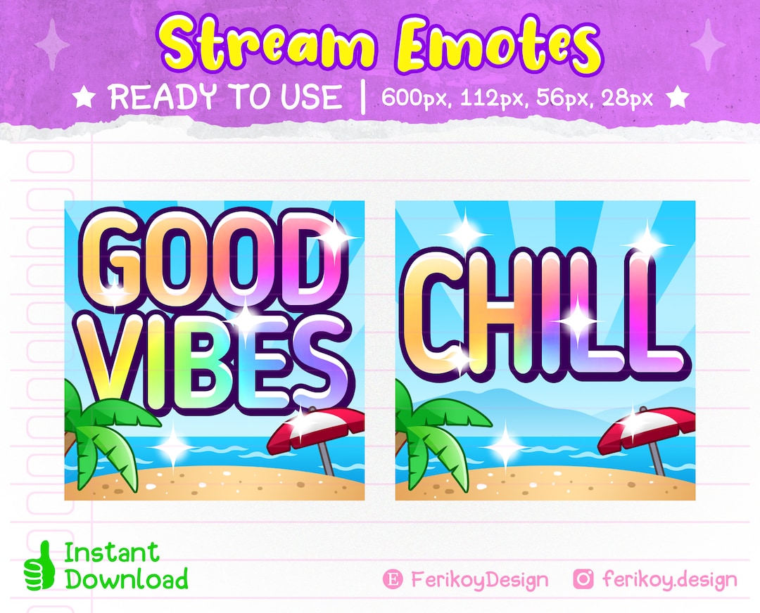 2x Good Vibes & Chill - Stream Emotes - Chill | Custom Emotes | Twitch ...