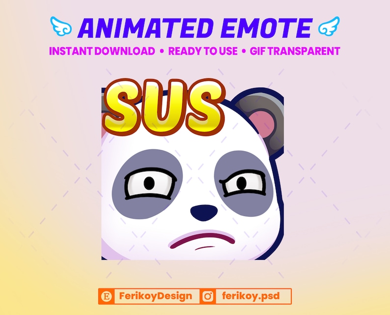 SUS Cute Panda Bear Animated Emote and Static Thinking Panda Suspect ...