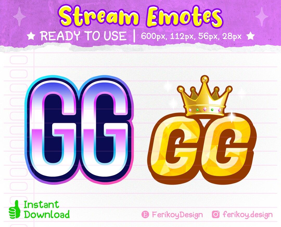 Stream Emotes GG Text Good Game 1 Custom Emotes Twitch Discord Youtube ...