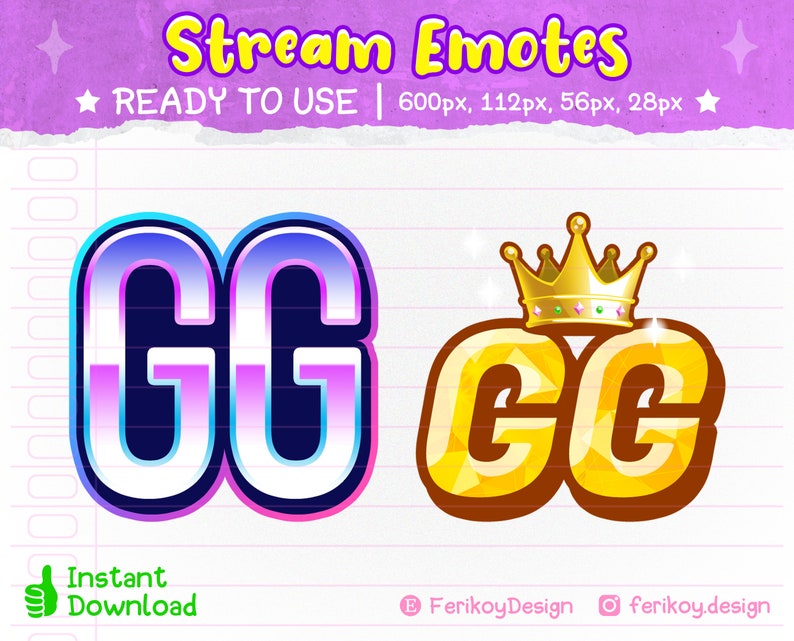 Stream Emotes GG Text Good Game 1 Custom Emotes Twitch Discord Youtube ...