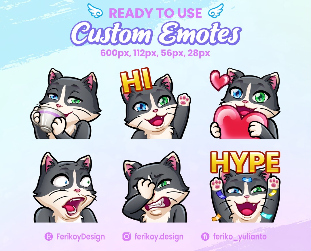 Stream Emotes - Cute Cat Packs #2 | Custom Emotes | Twitch | Discord ...