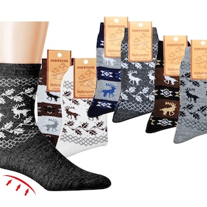 2 Pack Norwegian Socks , Natural Merino Wool, Lambs Wool & Cotton Socks ...