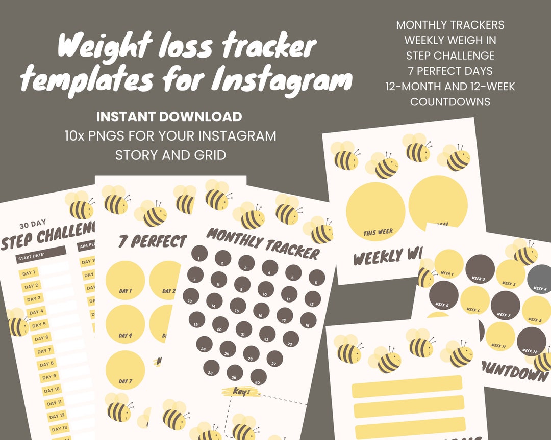 Bumblebee Instagram Weight Loss Tracker Bundle - Weekly Weigh Loss ...