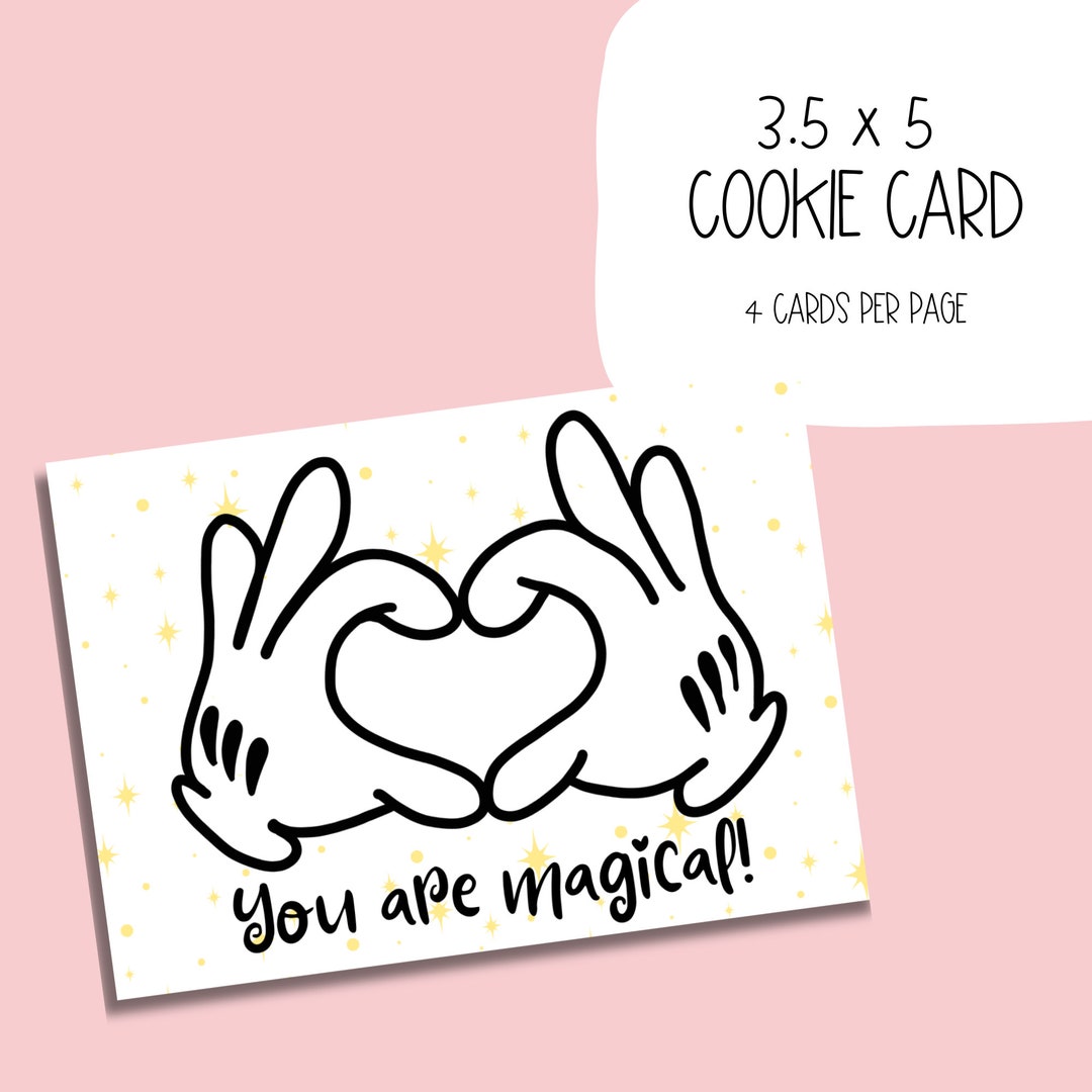 Printable Valentine's Day Cookie Card, Mickey Cookie Card, Valentines ...