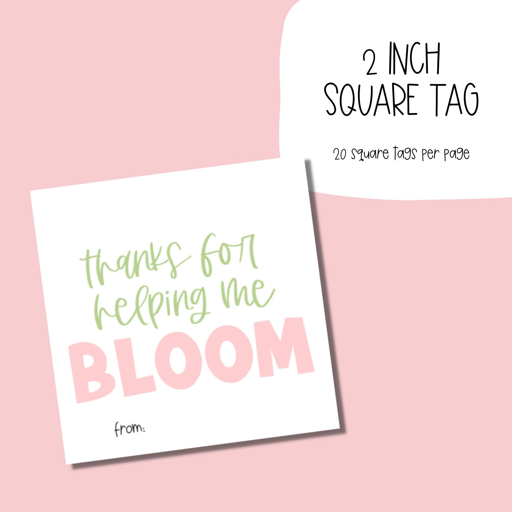 Printable Teacher Appreciation Tag, Thanks for Helping Me Bloom ...