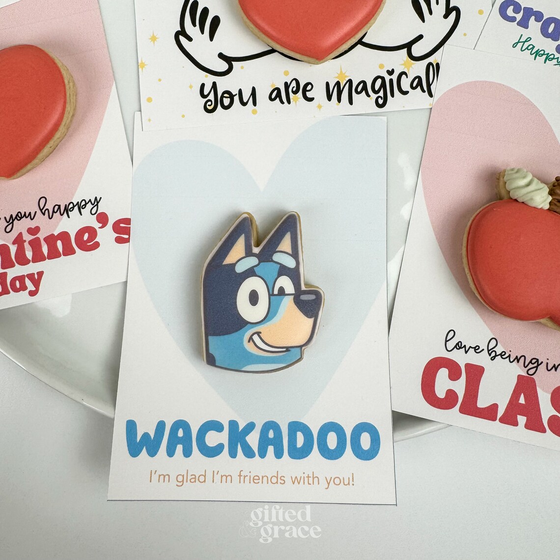 Printable Valentine's Day Cookie Card, Bluey Cookie Card, Wackadoo ...
