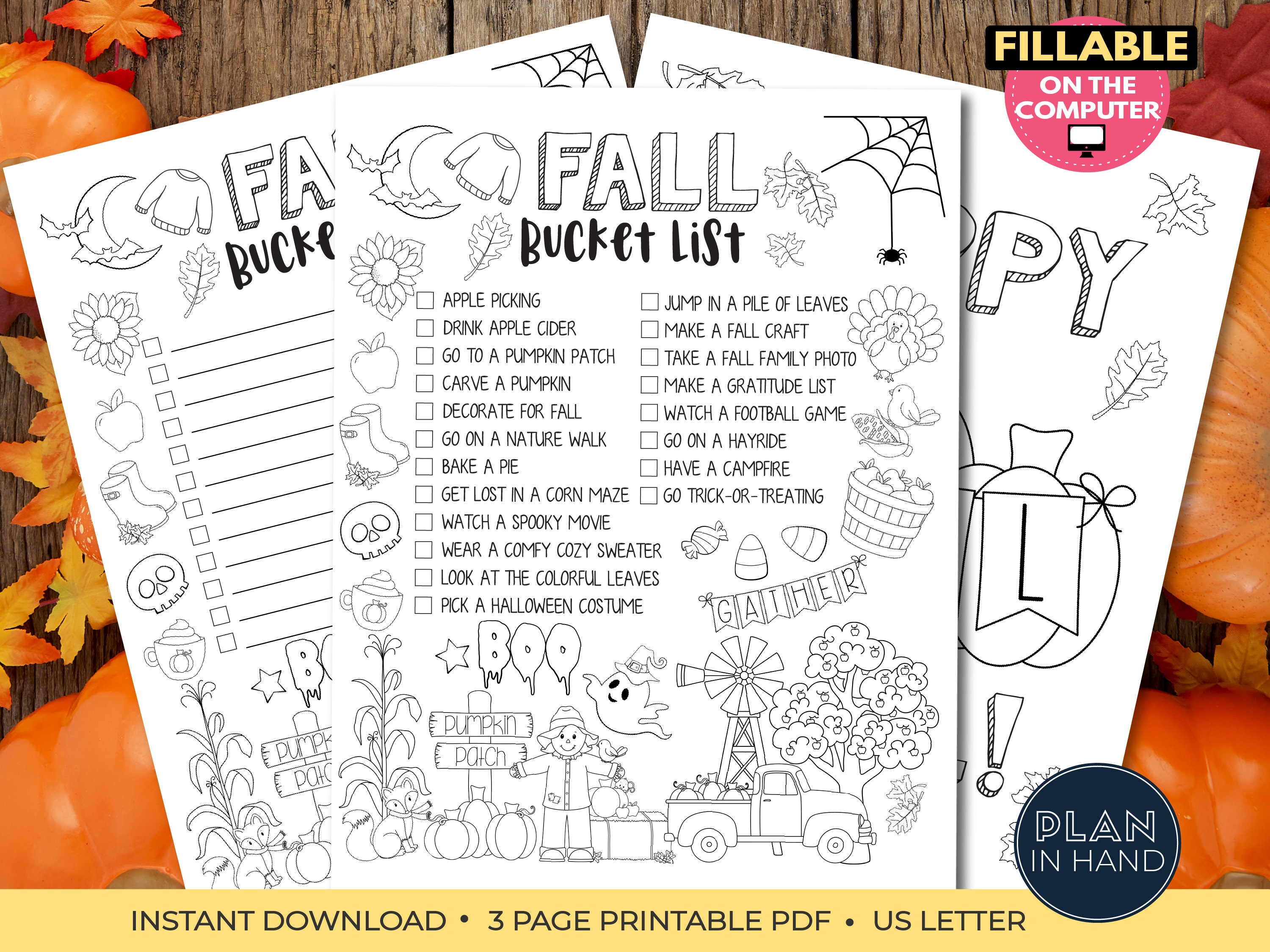 Fall Bucket List for Kids Printable Autumn Themed Bucket List Editable ...