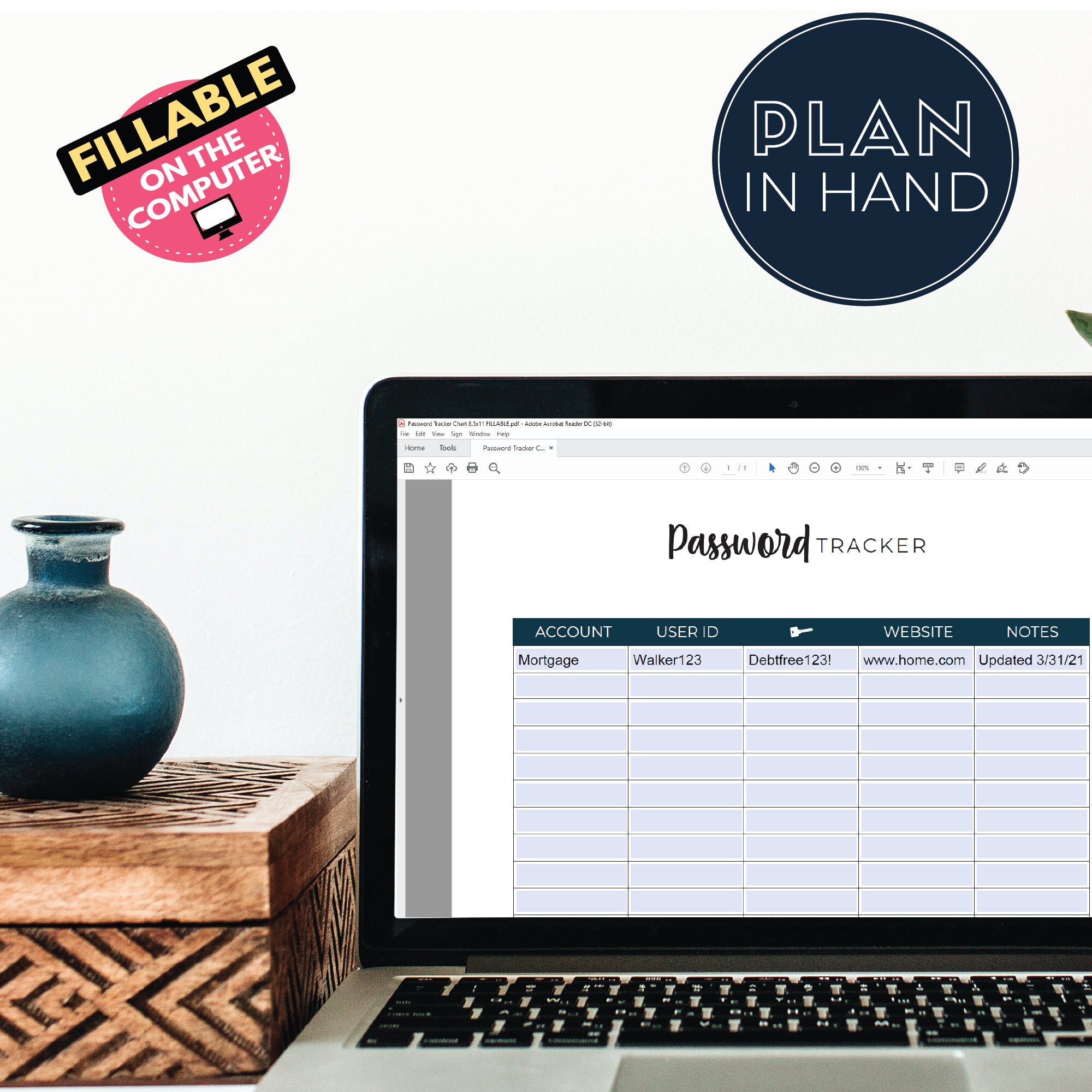 Password Tracker Printable Fillable Password Keeper Password Organizer ...
