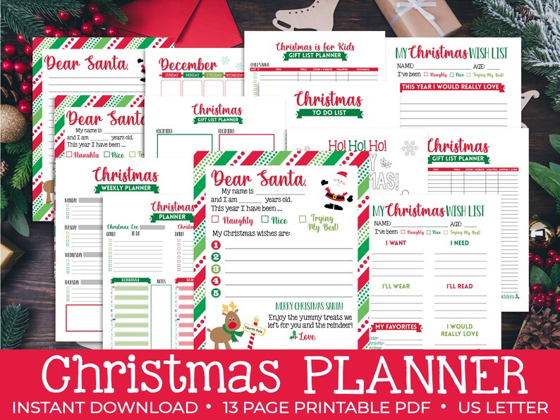 Christmas Planner Printable Santa List Santa Letter Gift Lift Christmas ...