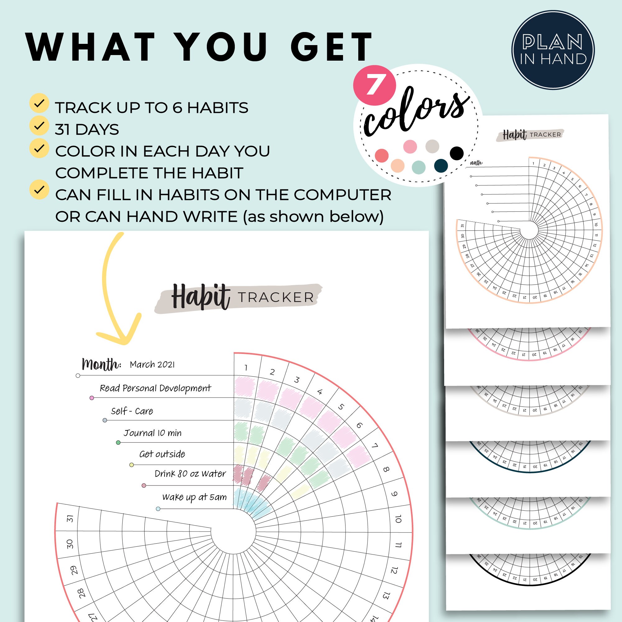 Habit Tracker Chart Habit Tracker Printable Habit Planner Circle Habit ...