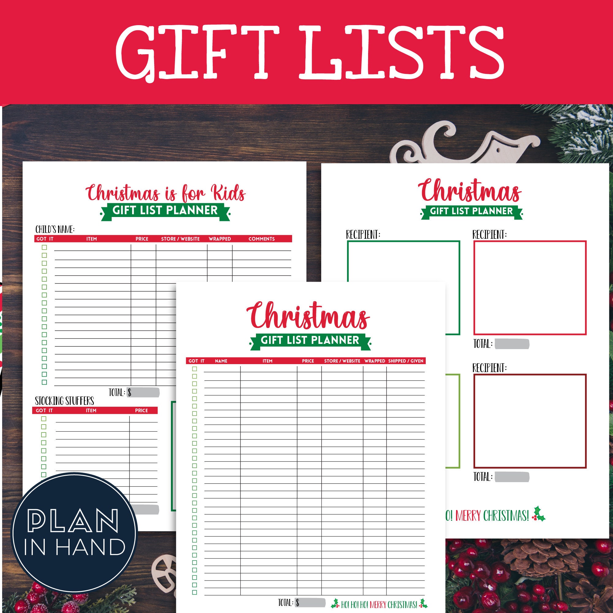 Christmas Planner Printable Santa List Santa Letter Gift Lift Christmas ...