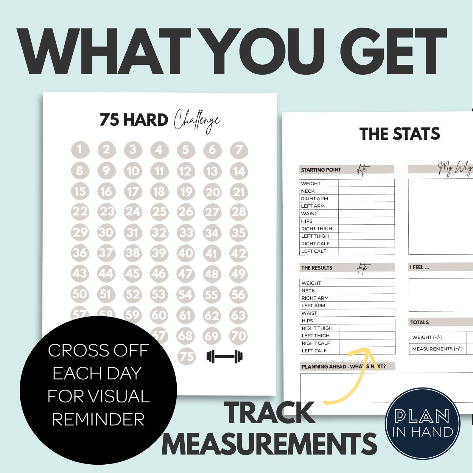 75 Hard Challenge Tracker Printable Fitness Tracker Habit Tracker 75 ...