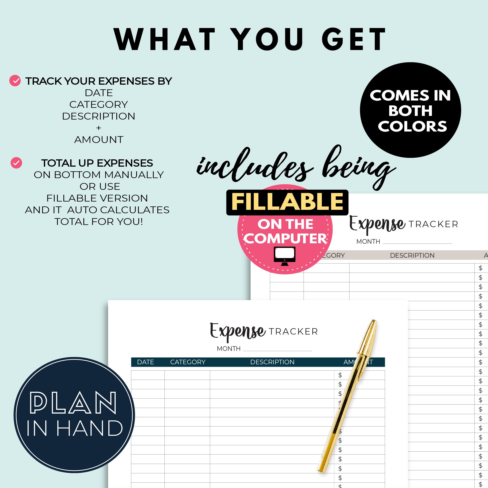 Expense Tracker Printable Sheet Fillable Monthly Budget Planner Monthly ...
