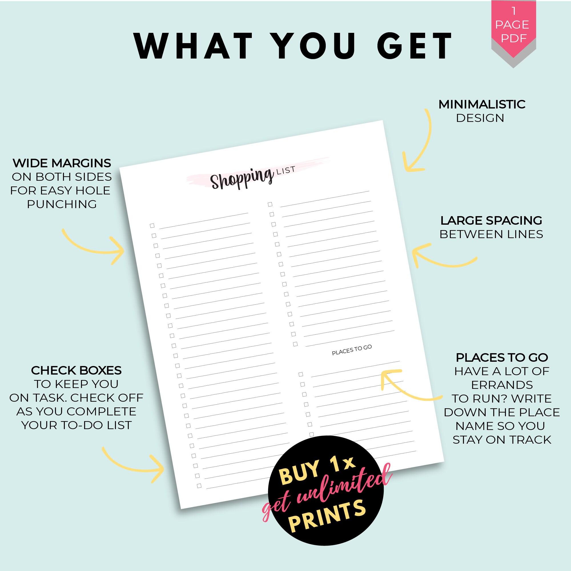 Shopping List Printable Planner Shopping List to Do Shopping - Etsy