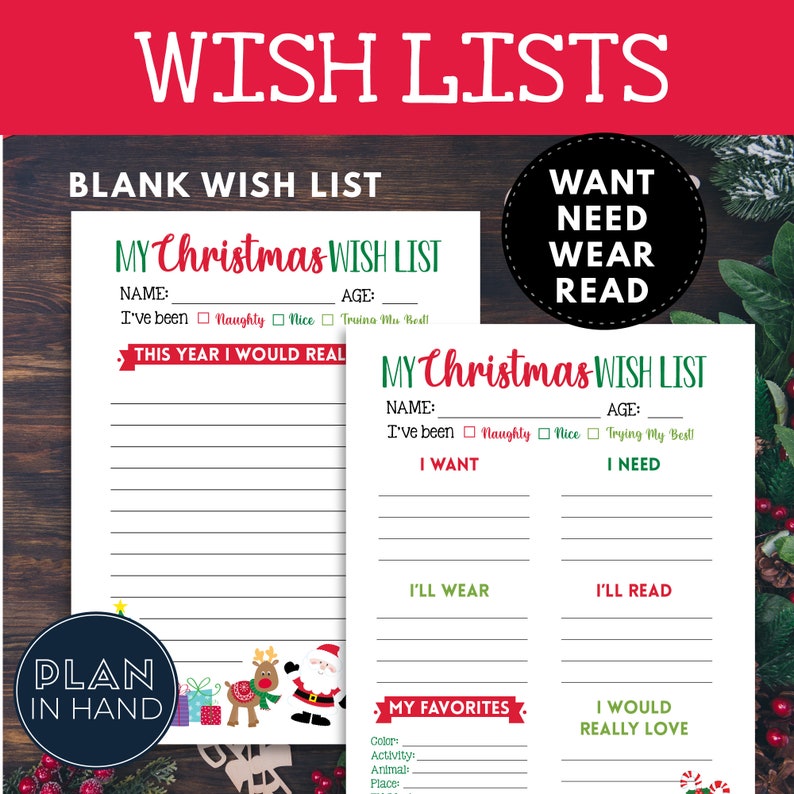 Christmas Planner Printable Santa List Santa Letter Gift Lift Christmas ...