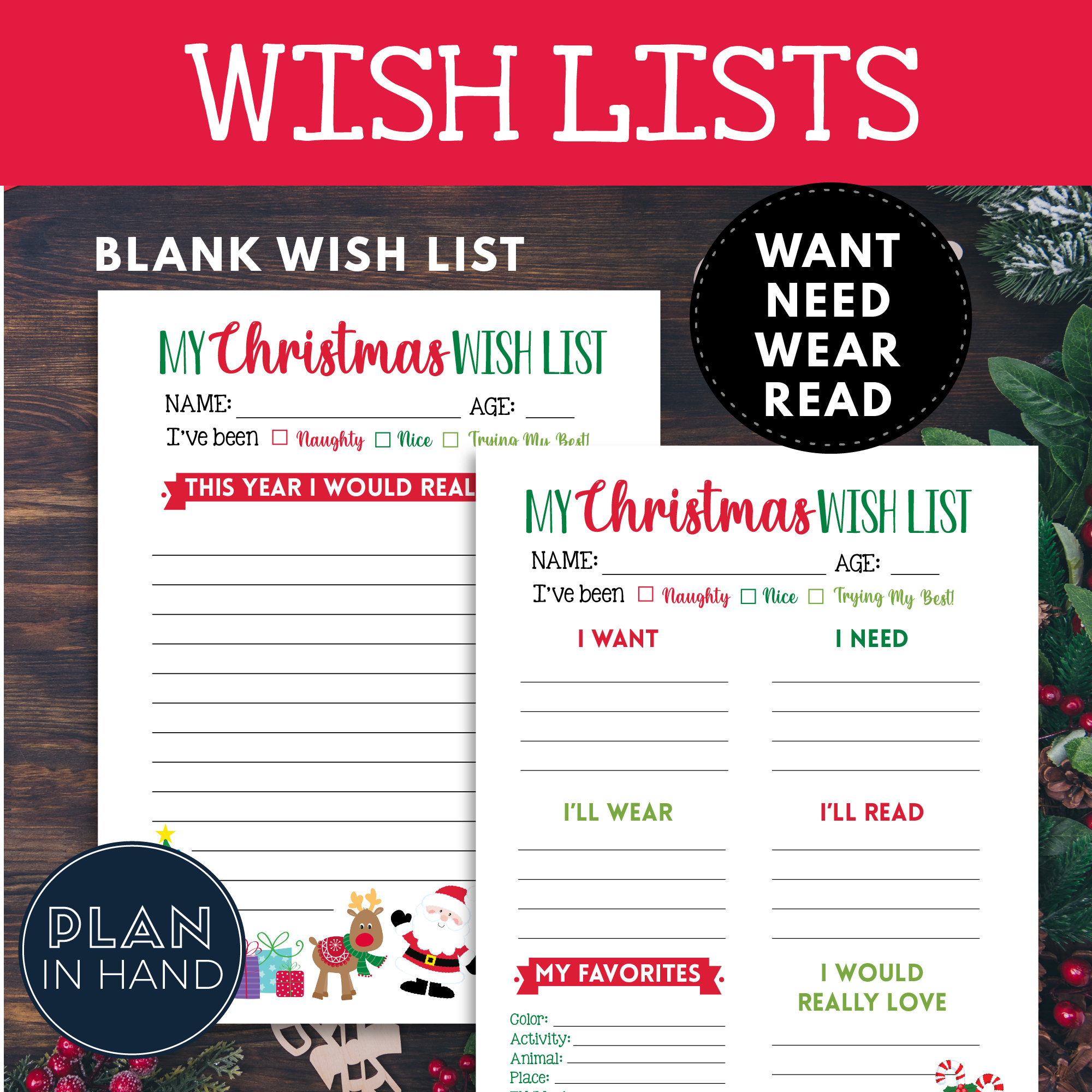 Christmas Planner Printable Santa List Santa Letter Gift Lift Christmas ...