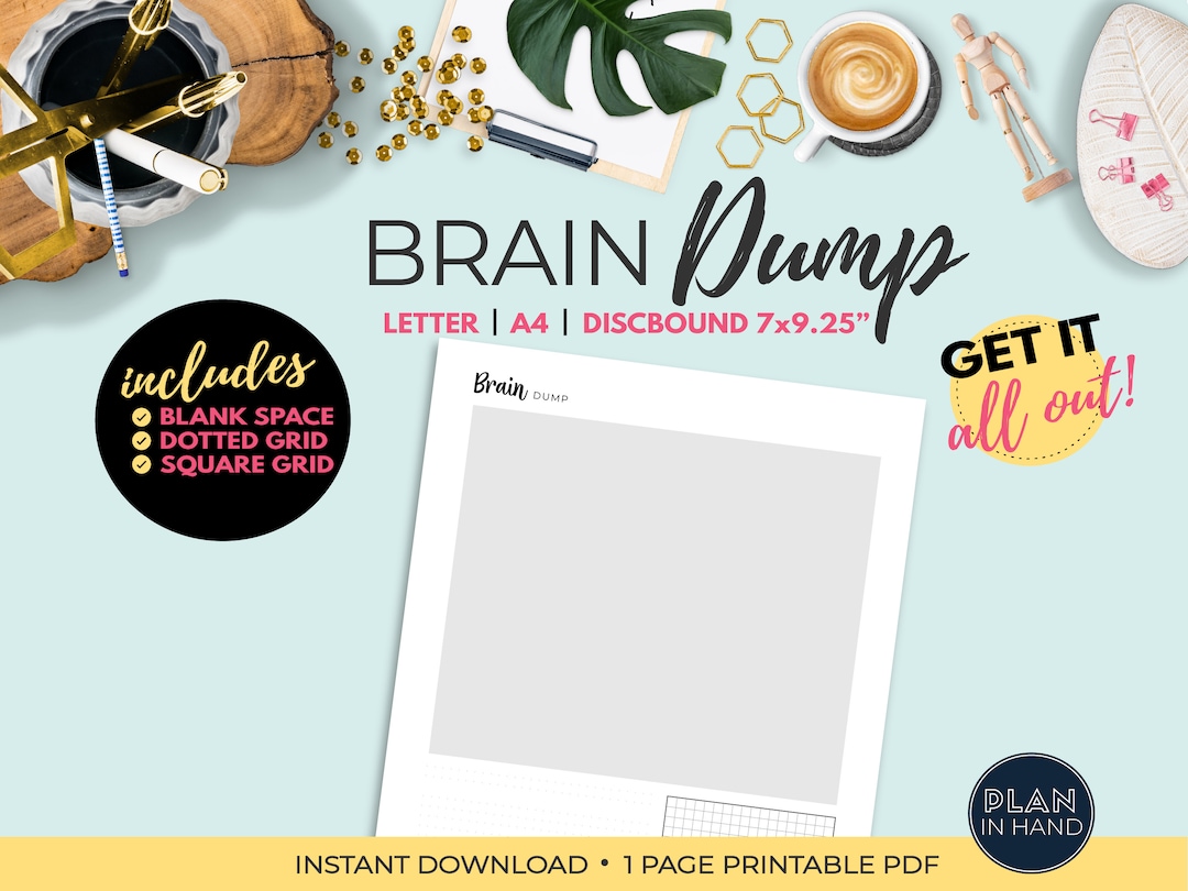 Brain Dump Printable Notes Printable Brain Dump Planner Minimalist ...