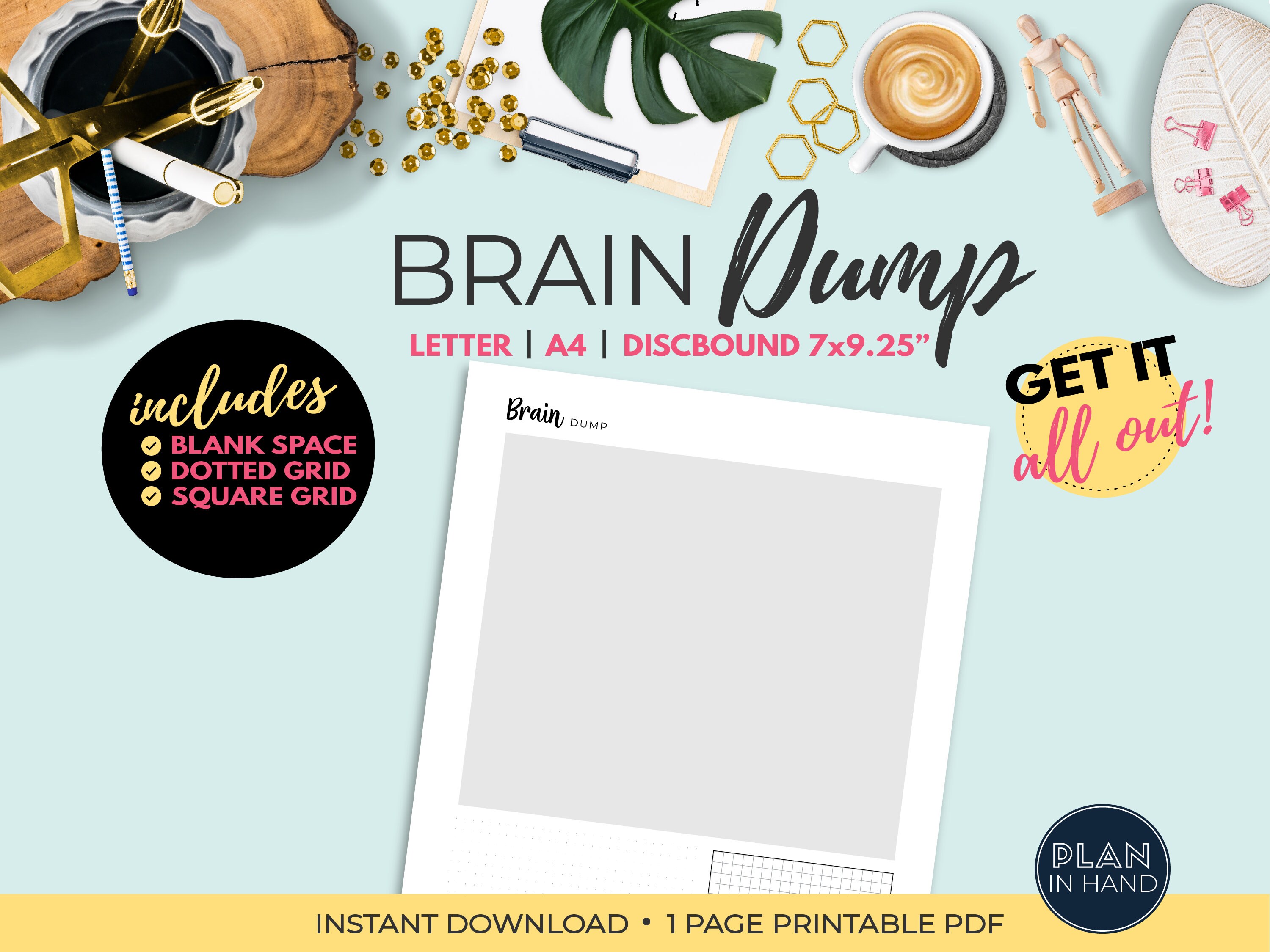Brain Dump Printable Notes Printable Brain Dump Planner Minimalist ...