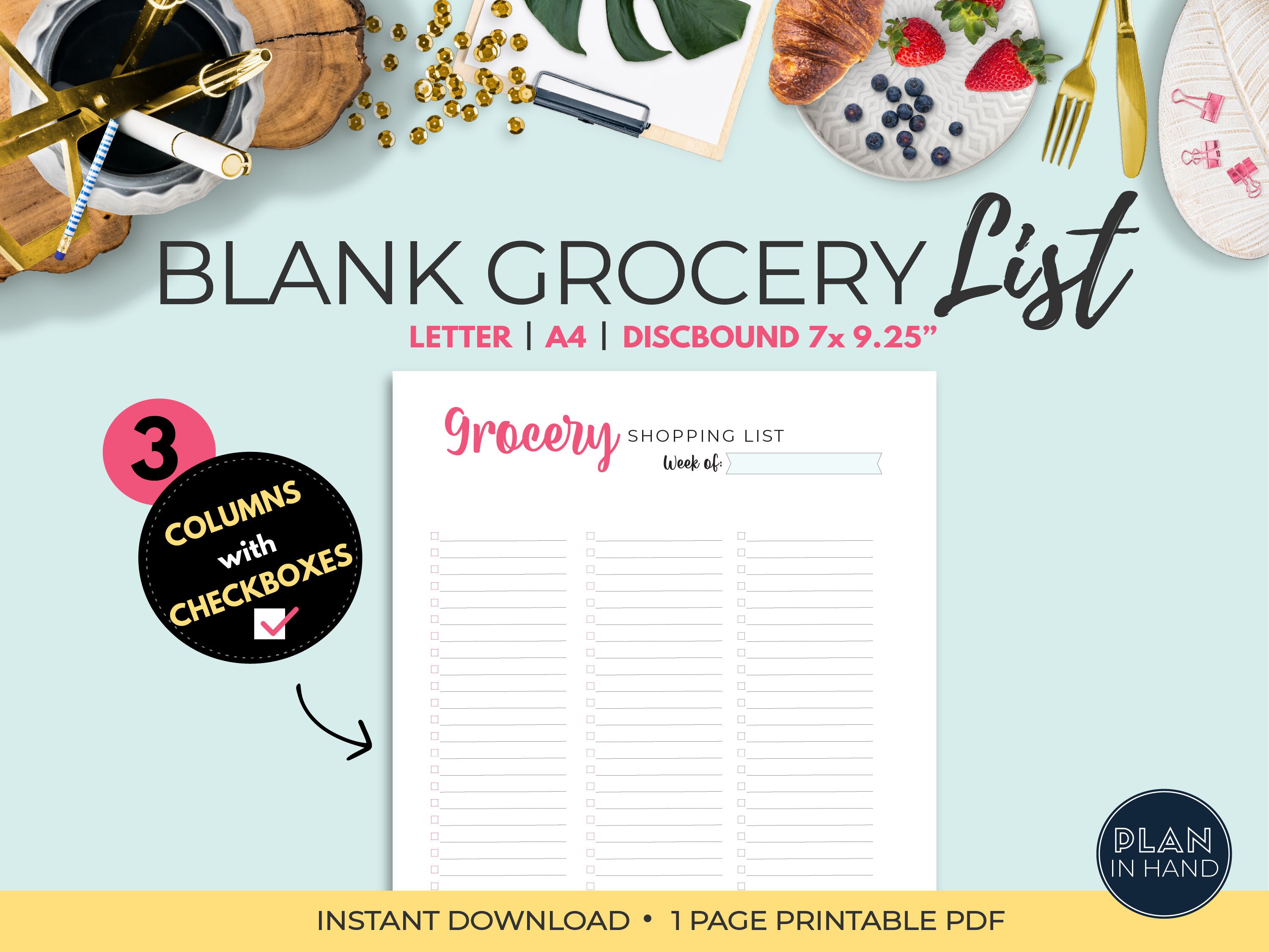 Grocery List Blank Grocery List Printable Shopping List - Etsy