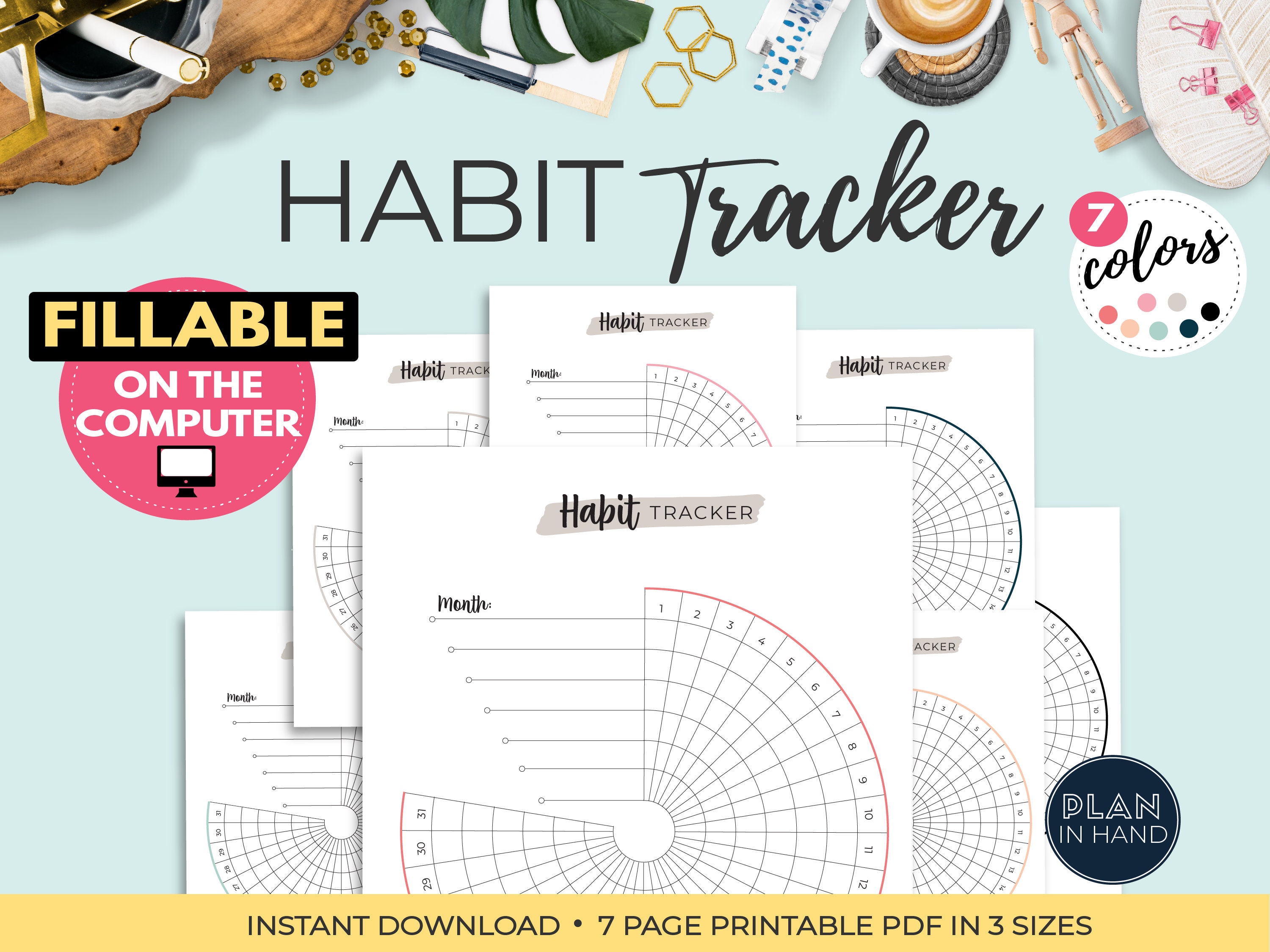 Habit Tracker Chart Habit Tracker Printable Habit Planner Circle Habit ...