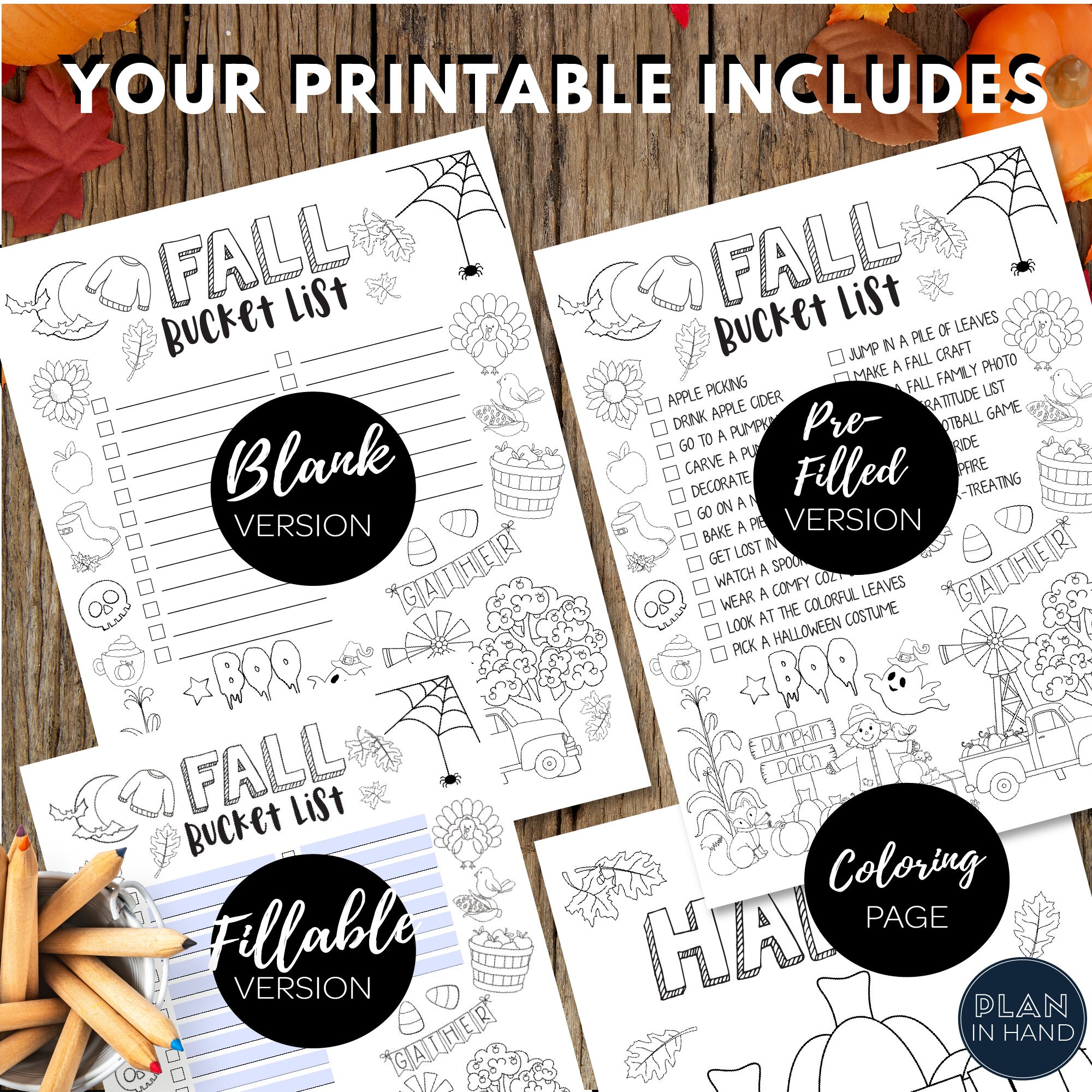 Fall Bucket List for Kids Printable Autumn Themed Bucket List - Etsy