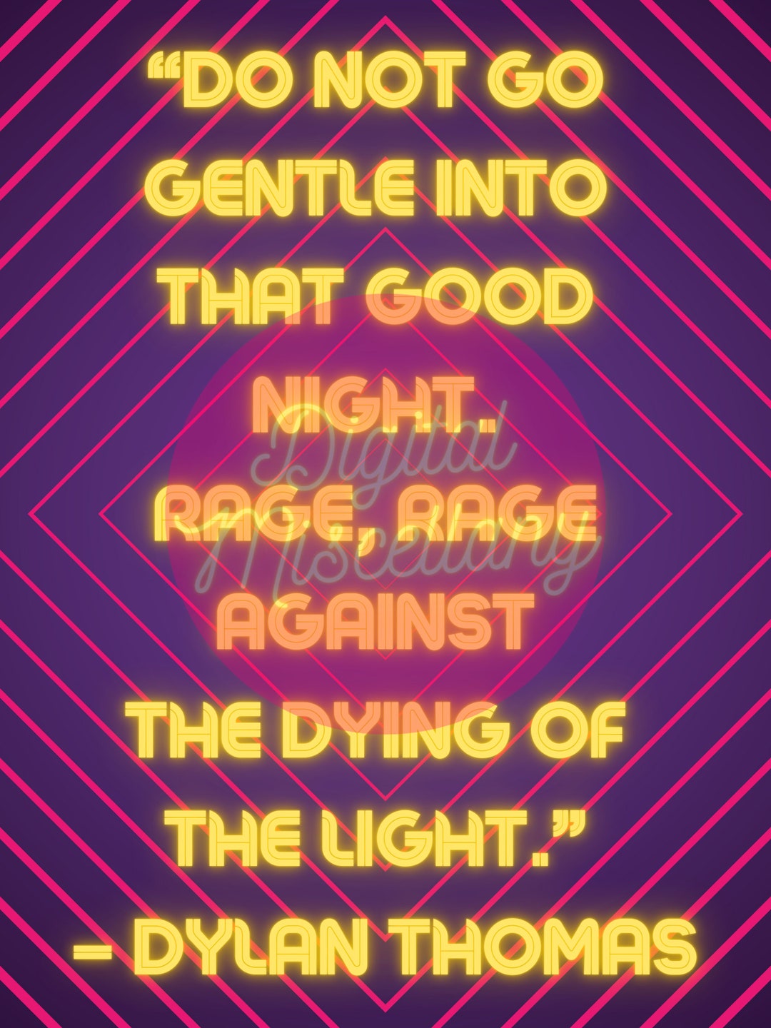 Neon Dylan Thomas - Etsy