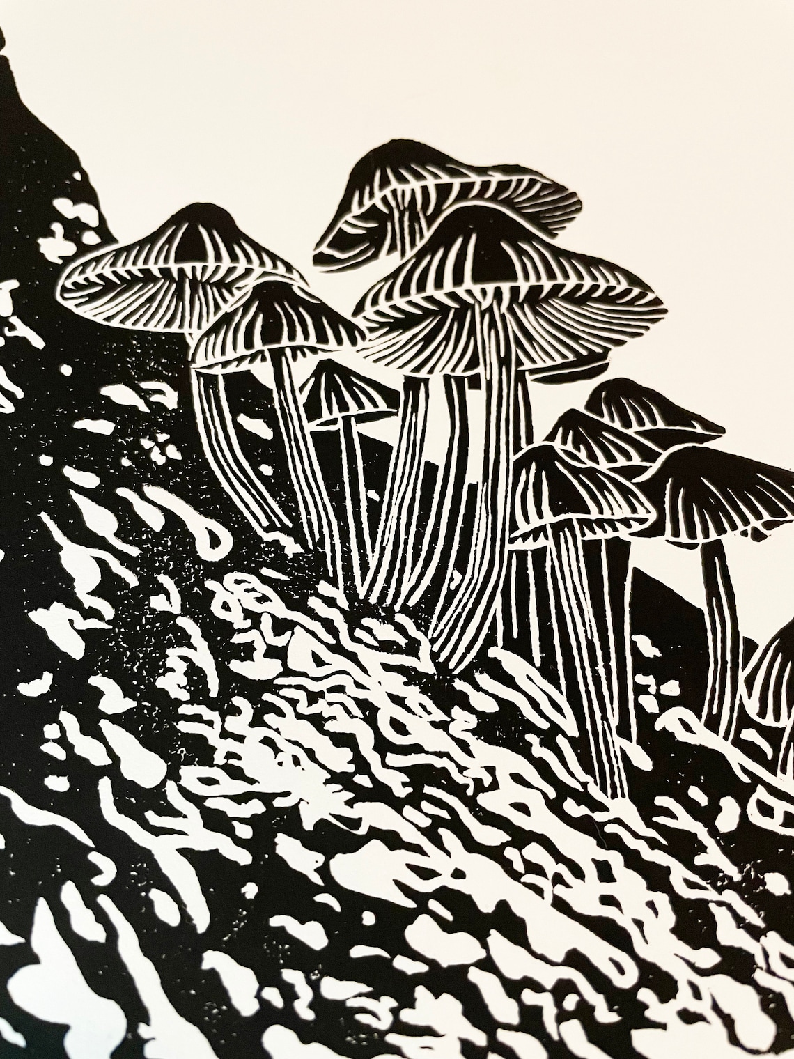 Mushrooms Block Print - Etsy