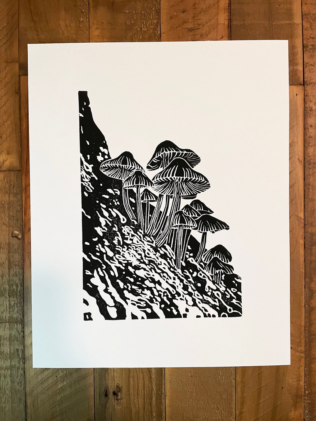 Mushrooms Block Print - Etsy