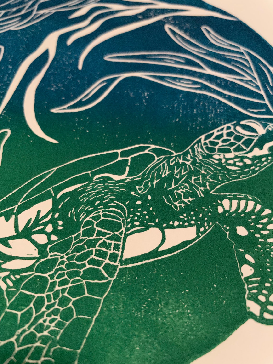 Green Sea Turtle Block Print - Etsy