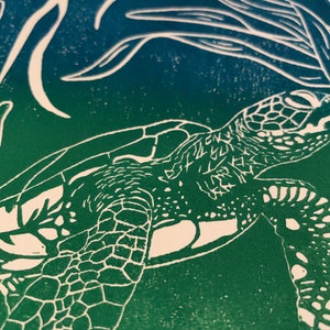 Green Sea Turtle Block Print - Etsy